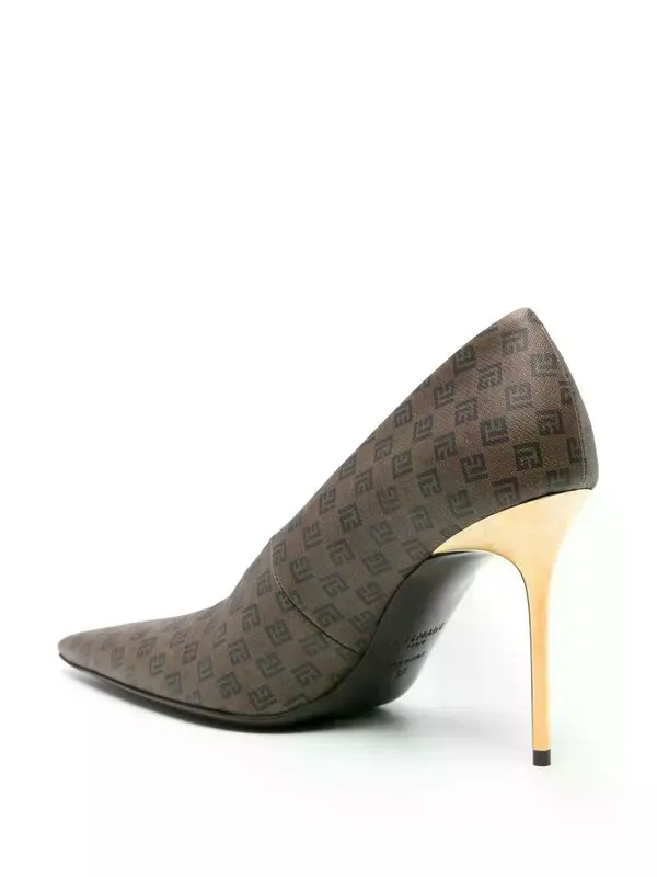 Balmain Monogram-print Pumps