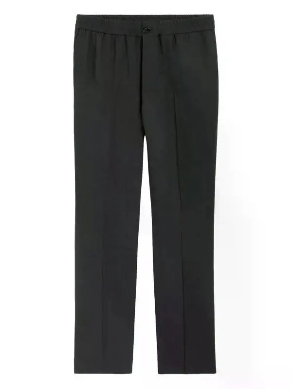AMI Paris Wool Trousers With Elasticated Waistband - Black