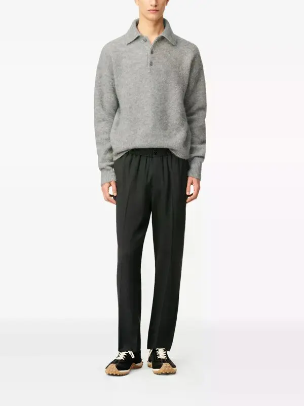 AMI Paris Wool Trousers With Elasticated Waistband - Black