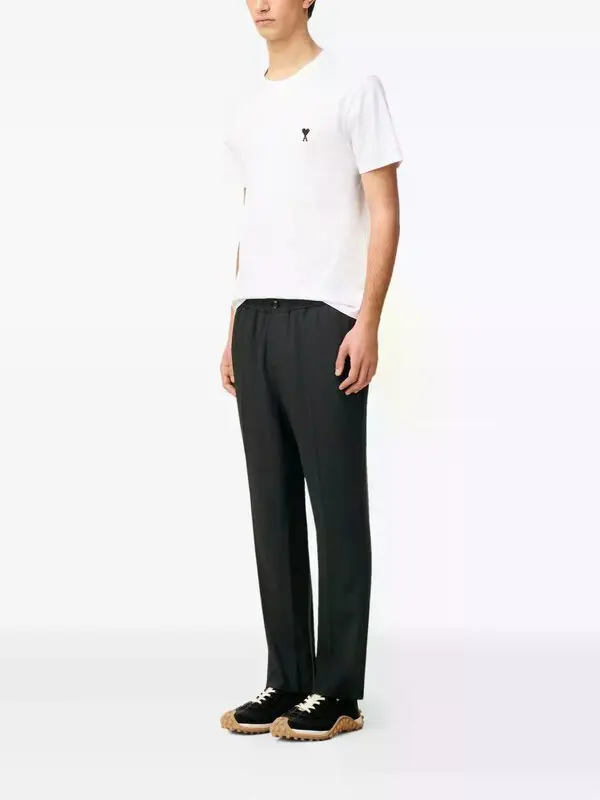 AMI Paris Wool Trousers With Elasticated Waistband - Black