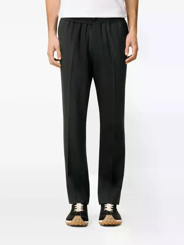 AMI Paris Wool Trousers With Elasticated Waistband - Black