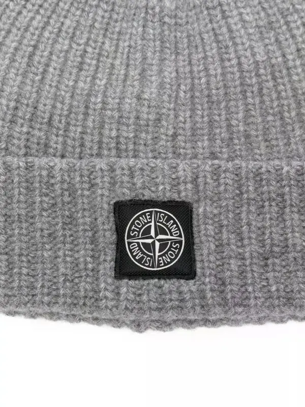 Stone Island Logo-patch Beanie - Grey