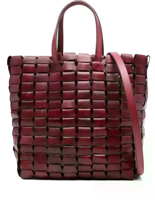 Dragon Diffusion Woven Leather Tote Bag - Red