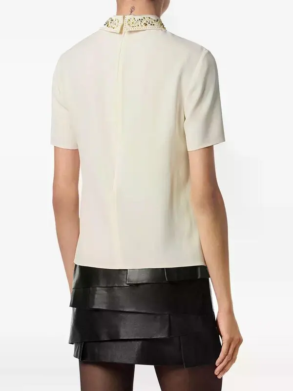 Versace Embellished Collar Short-sleeve Top - Neutrals