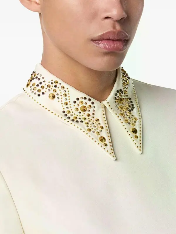 Versace Embellished Collar Short-sleeve Top - Neutrals