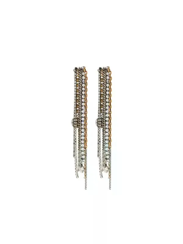 Alexander McQueen Crystal-embellished Chain Earrings - Silver