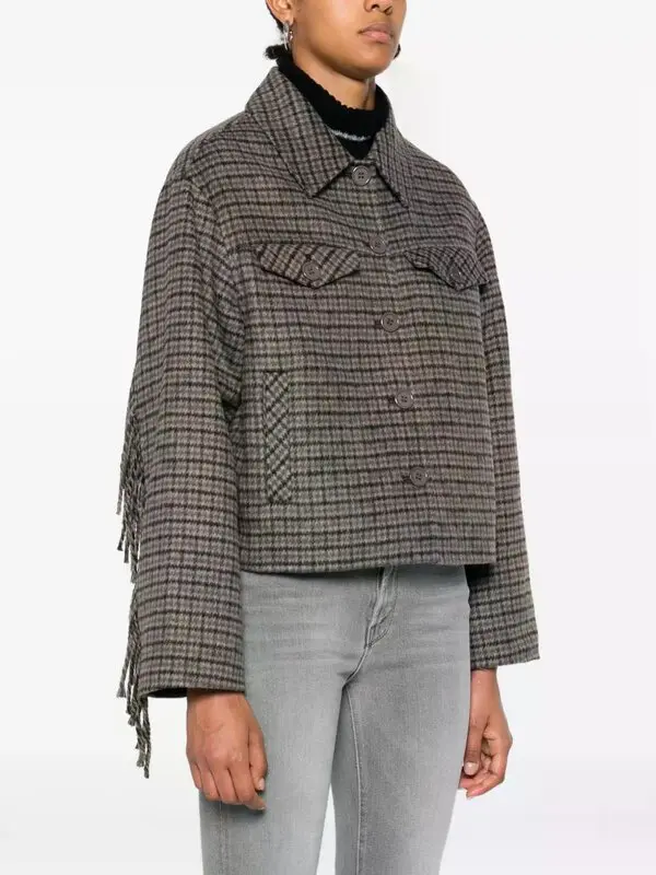 P.a.r.o.s.h Checked Frayed-sleeve Jacket