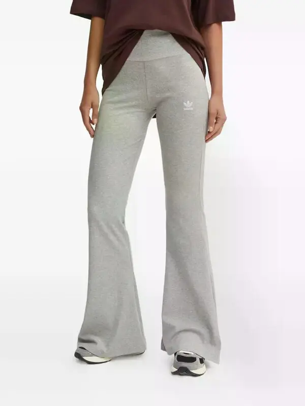 Adidas Ribbed Flared Sport Track Pants - Grey