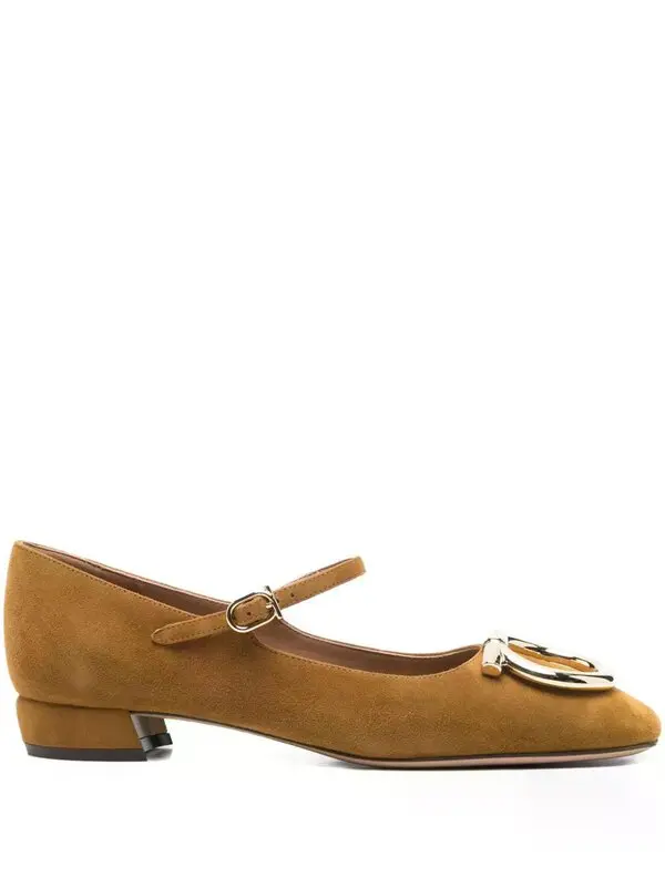 FERRAGAMO Buckle-detail Suede Mary Jane Pumps - Brown