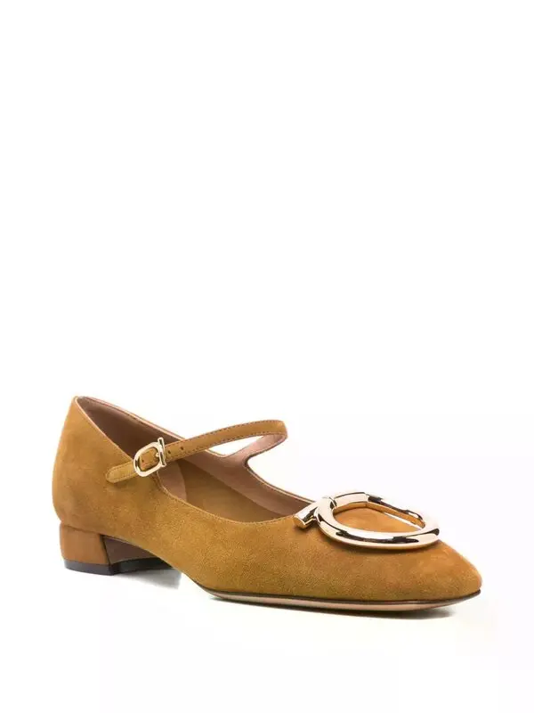FERRAGAMO Buckle-detail Suede Mary Jane Pumps - Brown
