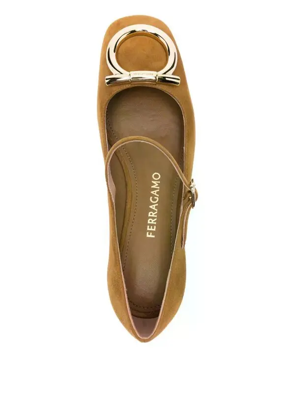 FERRAGAMO Buckle-detail Suede Mary Jane Pumps - Brown