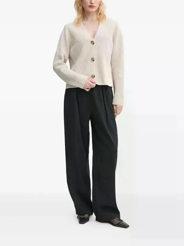 Marc O'polo Ribbed V-neck Cardigan - Neutrals