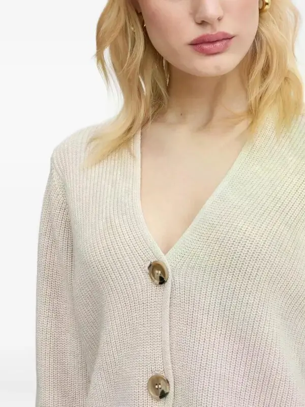 Marc O'polo Ribbed V-neck Cardigan - Neutrals