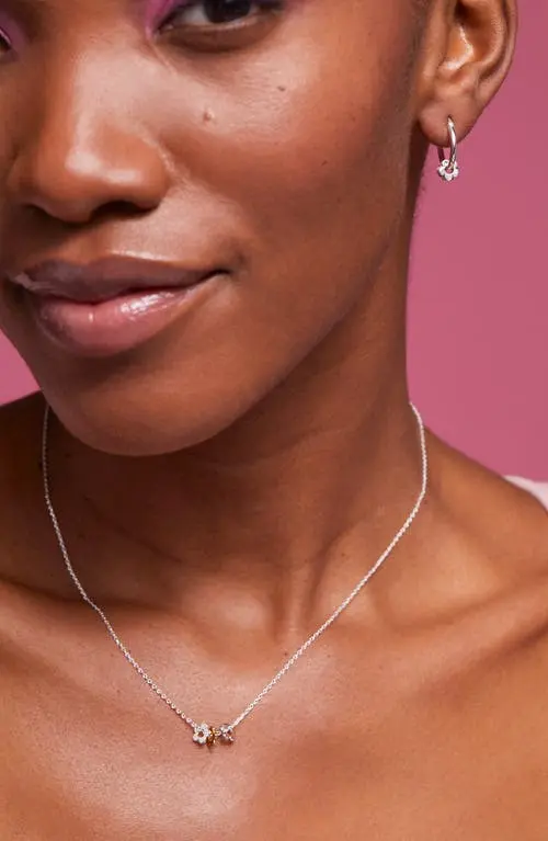 Estée Lauder Multi Flower Beaded Necklace - Silver
