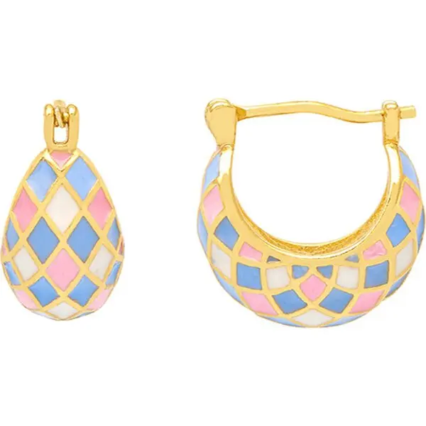 Estée Lauder Enamel Patchwork Hoop Earrings - Gold And Multi