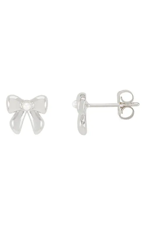 Estée Lauder Faux Pearl Bow Stud Earrings - Silver