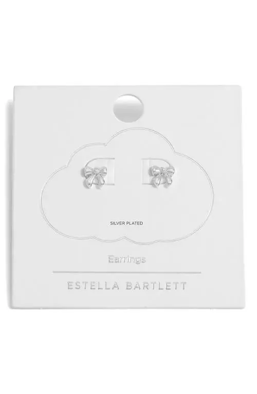 Estée Lauder Faux Pearl Bow Stud Earrings - Silver