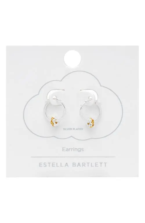 Estée Lauder Multi Flower Beaded Hoop Earrings - Silver