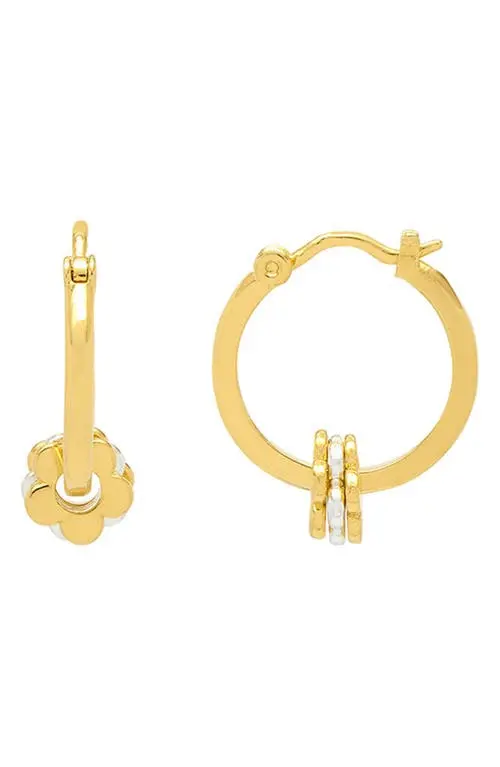 Estée Lauder Multi Flower Beaded Hoop Earrings - Gold