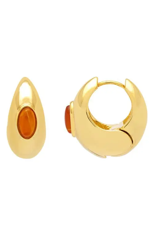 Estée Lauder Red Agate Hoop Earrings - Gold And Orange