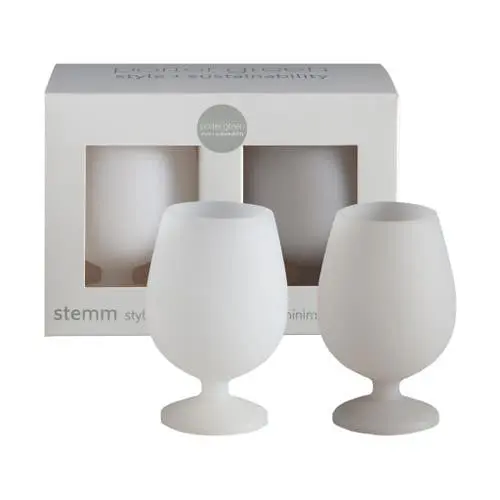 PORTER GREEN Stemm |silicone Unbreakable Wine Glasses - Blanc + Dove