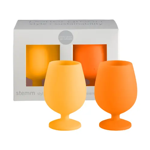 PORTER GREEN Stemm |silicone Unbreakable Wine Glasses - Buttermilk + Cantaloupe