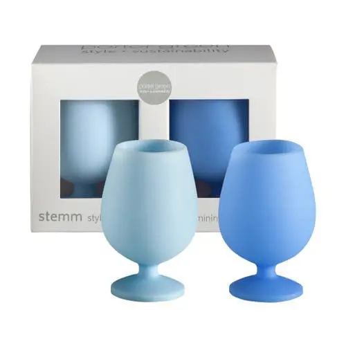 PORTER GREEN Stemm |silicone Unbreakable Wine Glasses - Sky + Kingfisher