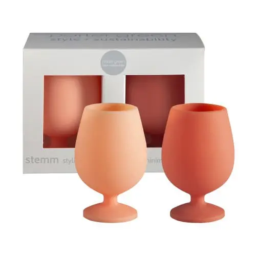 PORTER GREEN Stemm |silicone Unbreakable Wine Glasses - Terra + Peach