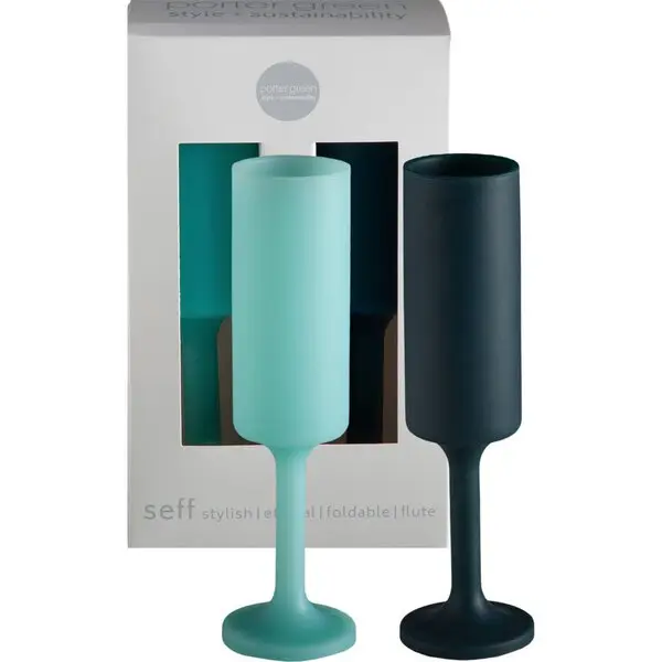 PORTER GREEN Seff | Unbreakable Champagne Flutes - Mist + Ink