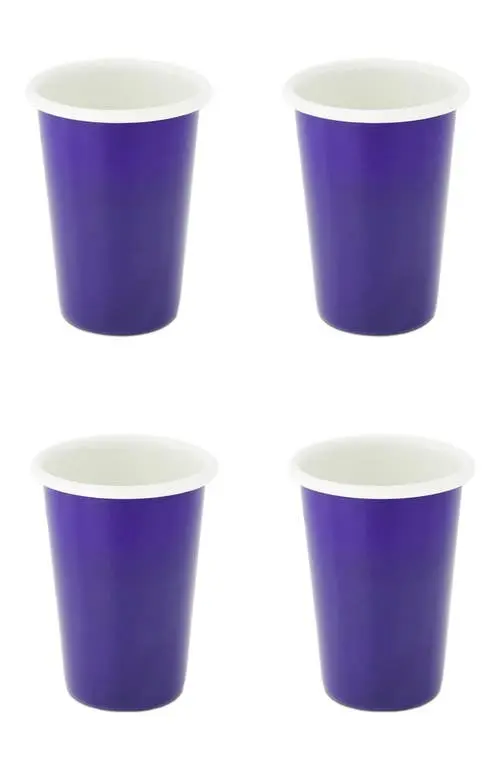 ELIFLE Two Tone Large Enamel Tumblerset Of 4 - Royal Blue & Ivory