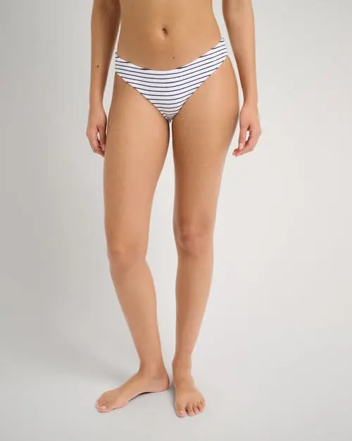 Onia Towel Terry Sailor Stripe Bikini Bottom - White/deep Navy