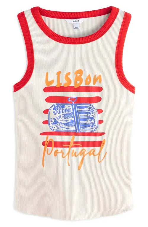 NEXT Lisbon Rib Graphic Tank - White