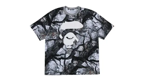 A BATHING APE Tree Edge Camo Ape Face Relaxed Fit Tee Shirt - White