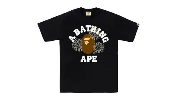 A BATHING APE Firework College Tee Shirt - Black