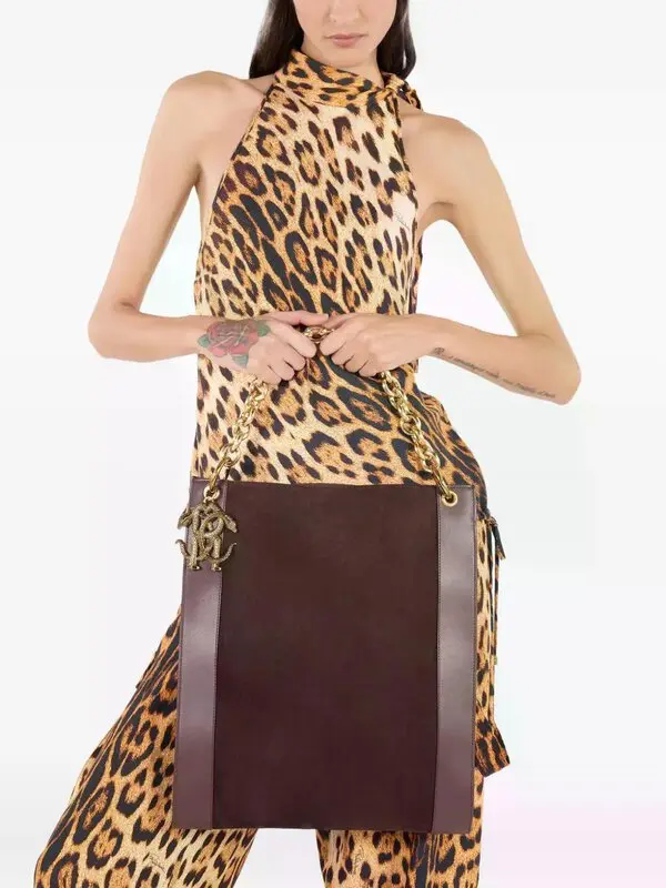 Roberto Cavalli Chain-embellished Shoulder Bag - Brown
