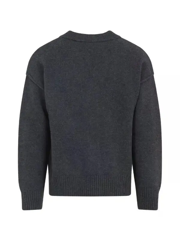 AMI Paris Merino Wool De Coeur Cardigan - Grey