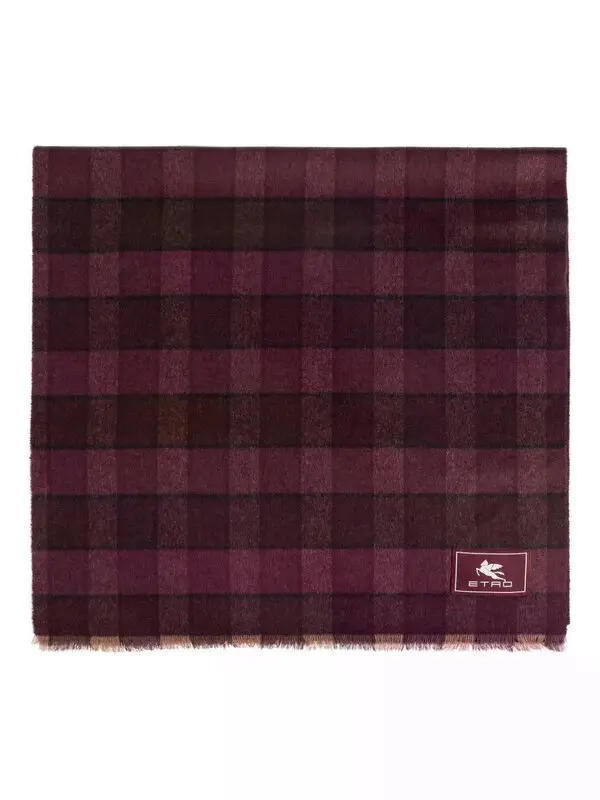Etro Checked Wool Scarf - Red