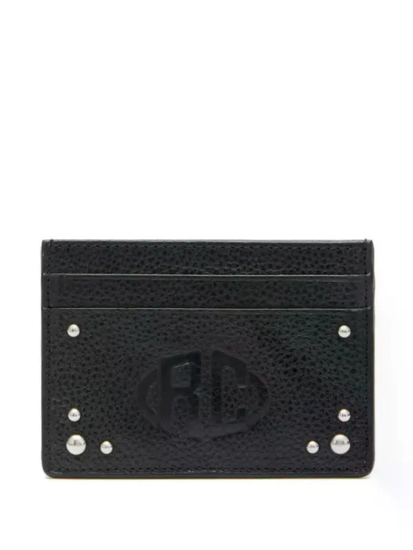 Roberto Cavalli Embossed-logo Studded Cardholder - Black