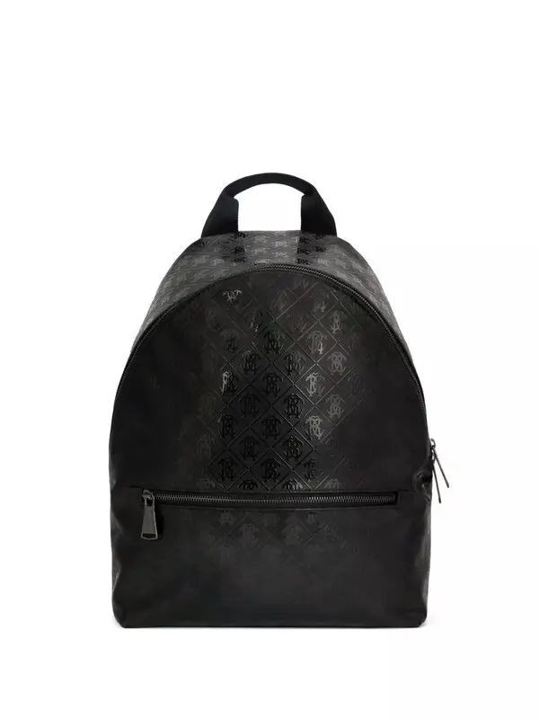 Roberto Cavalli Monogram-embossed Backpack - Black
