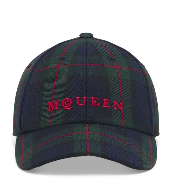 Alexander McQueen Wool-blend Tartan Baseball Cap - Blue