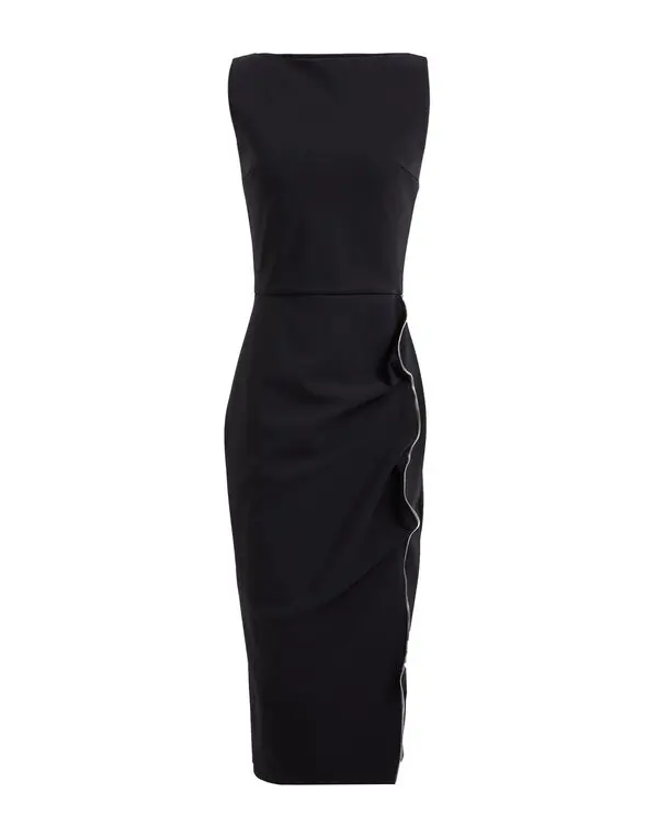 black bodycon birthday dress One-Shoulder Midi-Knee Length-Bodycon-Sheath-Plus-Petite  size-Cocktail-Wedding Guest-Black Gold Fantasy – ElysiaBliss main image 0