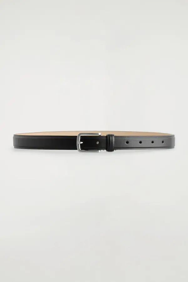 Cos Embossed Leather Belt - Black
