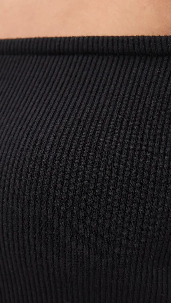 L'Agence Evelyn Off-shoulder Ribbed Thong Bodysuit