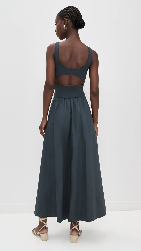 St. Agni Bateau Cut Out Midi Dress - Graphite - 75% Off | Editorialist
