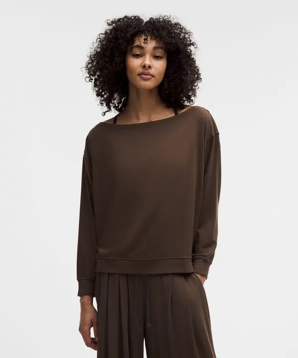 Lululemon Becalm Oversized Boatneck Long-sleeve Shirt - Walnut Crunch
