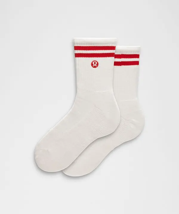 Lululemon Daily Essential Quarter Socks - White/oxford Red