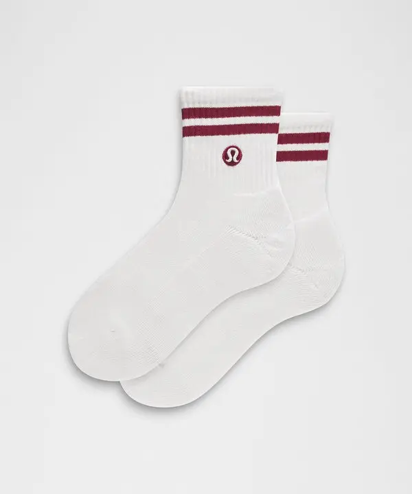 Lululemon Daily Essential Quarter Socks - White/raspberry Rave