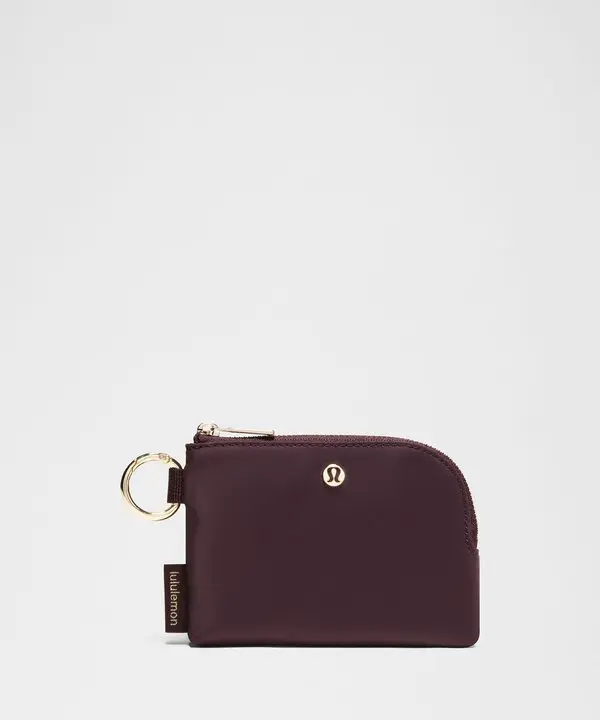 Lululemon Clippable Card Pouch - Black Plum/gold