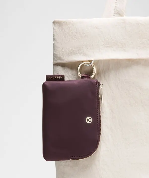 Lululemon Clippable Card Pouch - Black Plum/gold