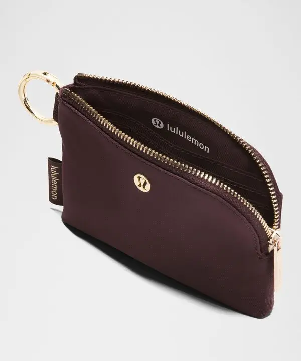 Lululemon Clippable Card Pouch - Black Plum/gold